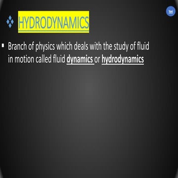 Fluid dynamics or HYDRODYNAMICS for class 11th | PDF