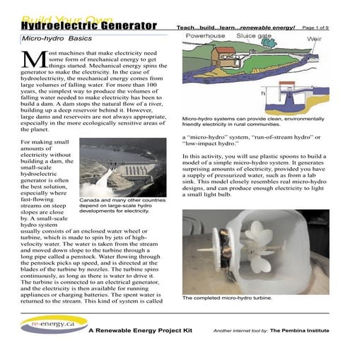 Hydro electric generator | PDF