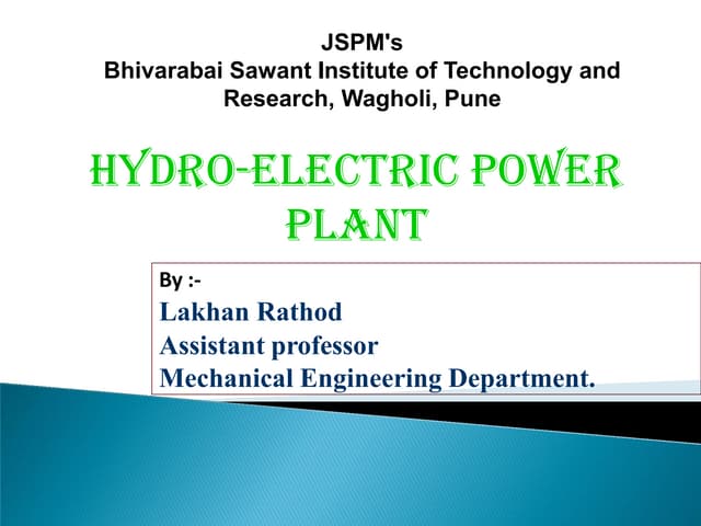 TYPES OF HYDRO POWER PLANTS | PPTX