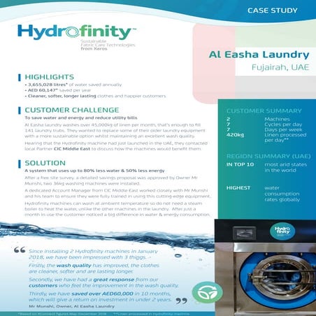 Hydrofinity UAE Laundry Case Study | PDF