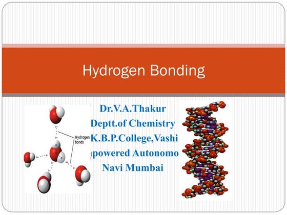 Hydrogen Bonding Powerpoint | PPTX | Chemistry | Science