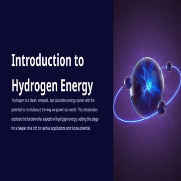 INTRODUCTION TO HYDROGEN ENERGY IN SCIENCE | PPTX