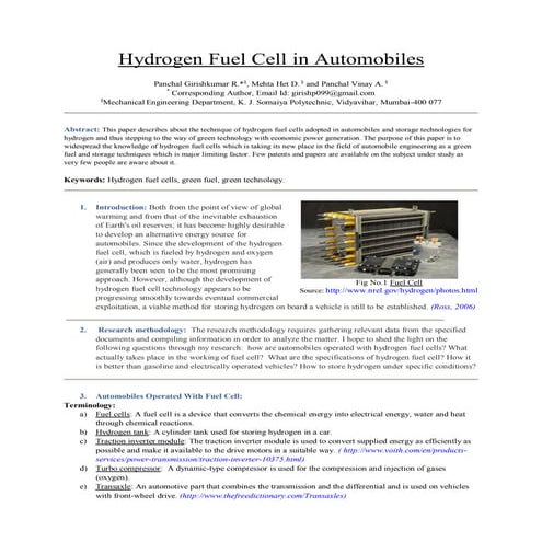 Hydrogen fuel cell | PDF
