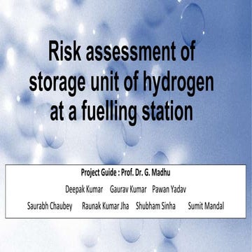 Hydrogen Safety Engineering Btech Group project PPT | PPTX