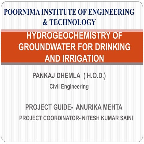 Hydrogeochemistry of groundwater for drinking and irrigation | PPTX