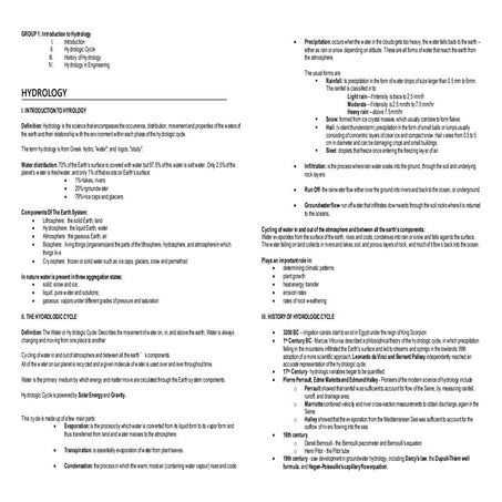 Hydrology Compilation of Reports | PPT