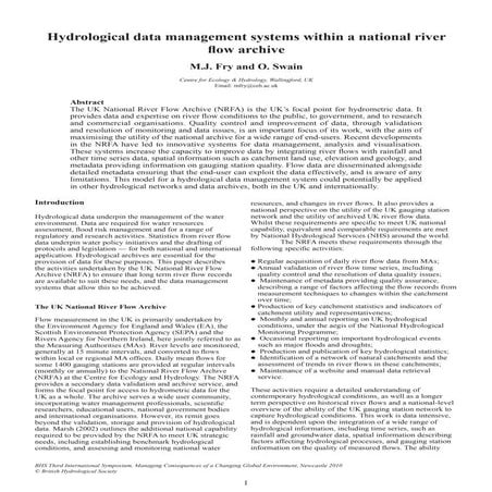 Hydrological data management systems within a national river flow ...