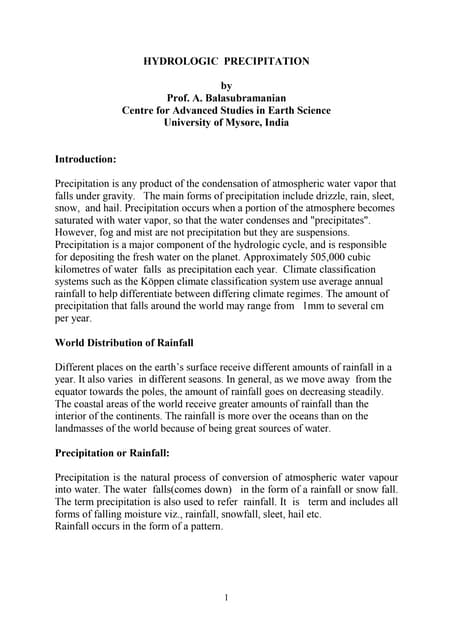 Precipitation, types and their different forms. | PPTX
