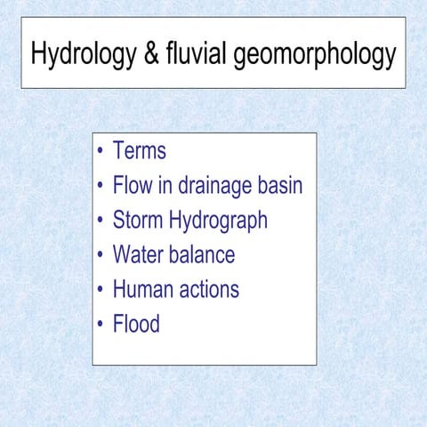 Hydrology & Fluvial Geomorphology | PPT