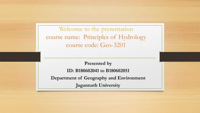 Practical Applications of Hydrology | PPTX