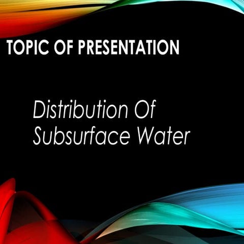 Hydrology Distribution of Water Cycle | PPT