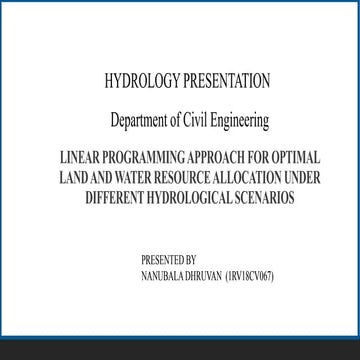 LINEAR PROGRAMMING APPROACH FOR OPTIMAL LAND AND WATER RESOURCE ...