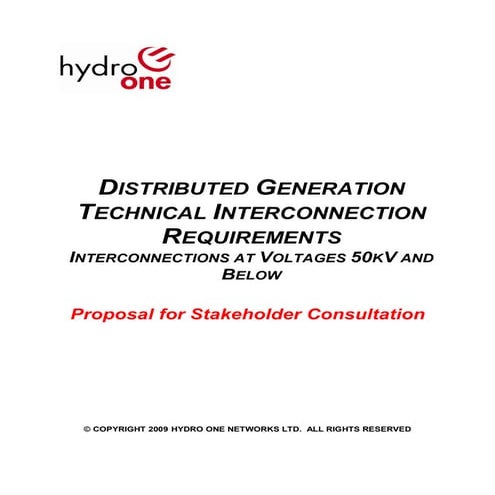 Hydro One Dg Technical Interconnection Requirements Distribution Interconnections | PDF