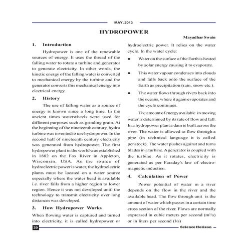 Hydroelectric power is eco-environment friendly | PDF