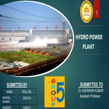 Hydroelectric power plant, hydro power plant ppt hydro powerplant pdf, dam working principals | PPTX