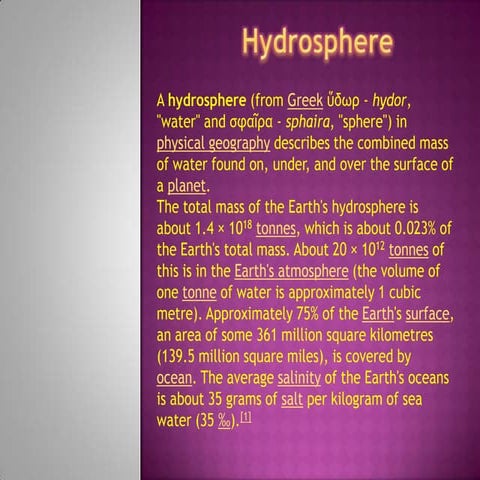 Hydrosphere and water pollution | PPTX