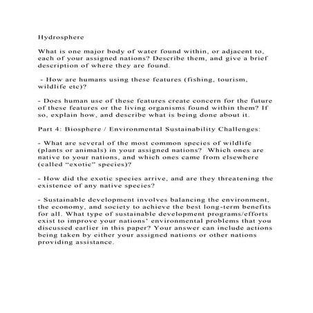 Bioregional Portrait (50 pts. possible) The following assignment | DOCX