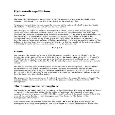 Hydrostatic equilibrium | DOCX