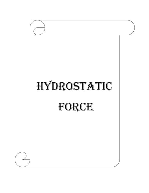 Fluid Mechanic Lab - Hydrostatic Pressure | PDF