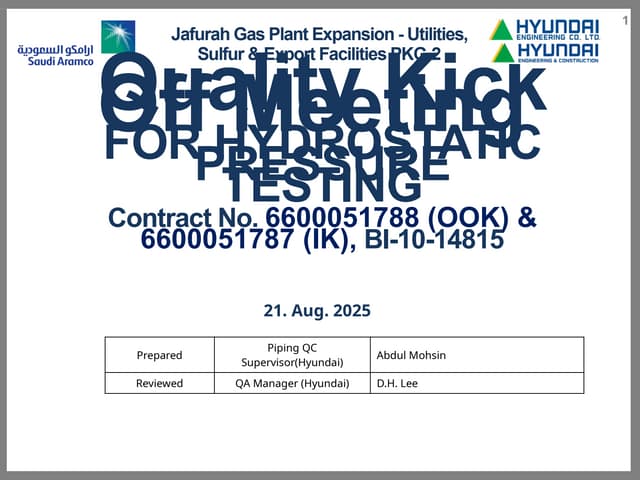 Hydrotest REPORT FOR 4'' 158m Line. | DOCX