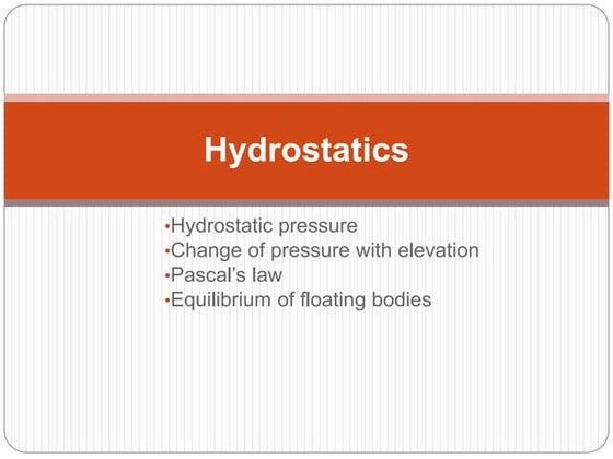 Hydrostatics | PDF