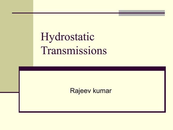 Hydrostatic Continuous Variable Power Transmission Drive for Two ...