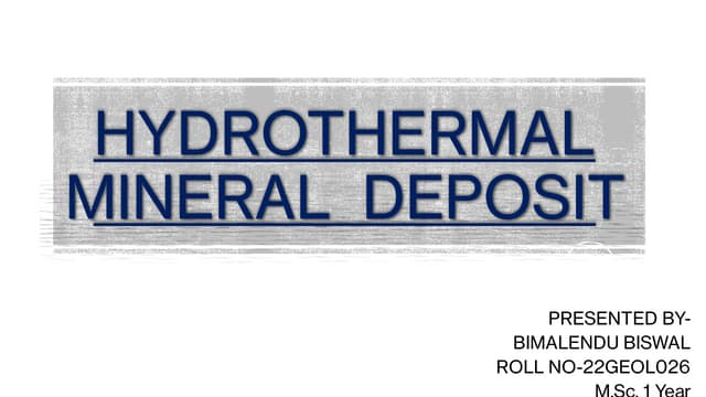 PROCESSES OF FORMATION OF ORE DEPOSIT | PPTX