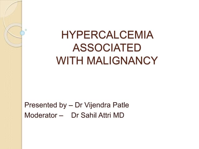 Hypercalcaemia in Malignancy | PPTX