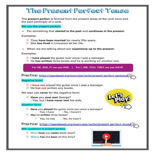 Present perfect tense | PDF