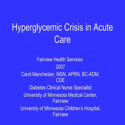 Hyperglycemic crisis ppt. | PPT