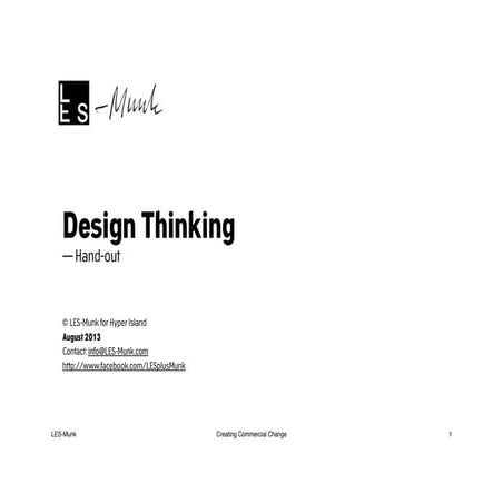 Design Thinking, Hyper Island handout Les Munk | PDF