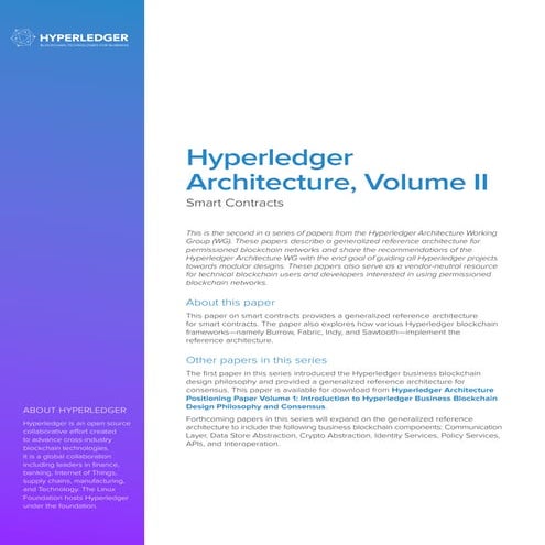 Hyperledger Architecture Vol 2 > Smart Contracts | PDF | Computing | Technology & Computing