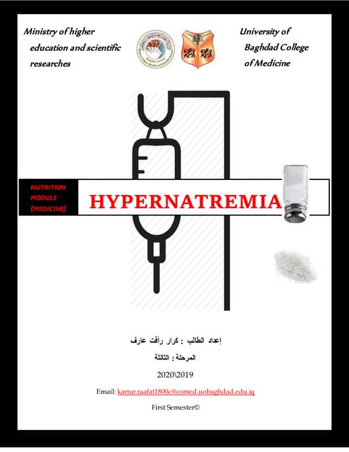 Hypernatremia | PPTX | Blood Disorders | Diseases and Conditions