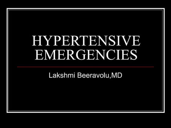 Hypertensive emergencies treatment | DOCX | Heart and Cardiovascular ...