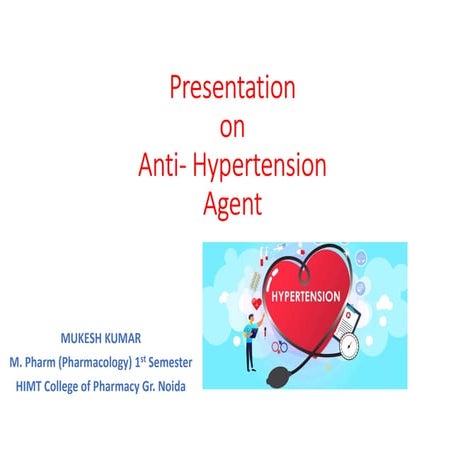 Antihypertension including classification drug and sign and symptom | PDF