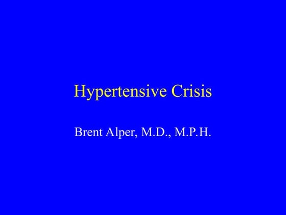 Management of Hypertensive Crisis | PPTX | Heart and Cardiovascular Diseases | Diseases and ...