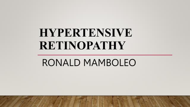 Hypertensive Retinopathy | PPT