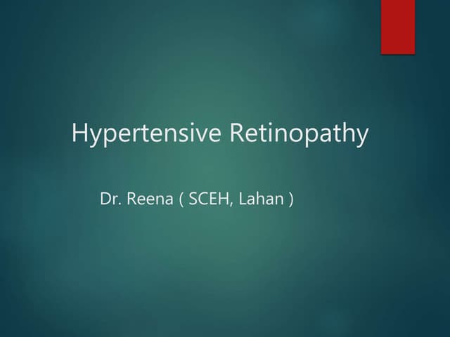 Hypertensive Retinopathy | PPT