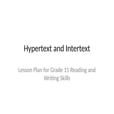 Hypertext and Intertextuality Module in | PPTX