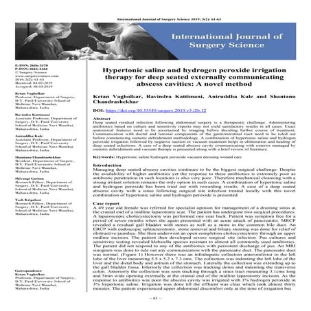 Hypertonic saline and hydrogen peroxide irrigation therapy for deep ...