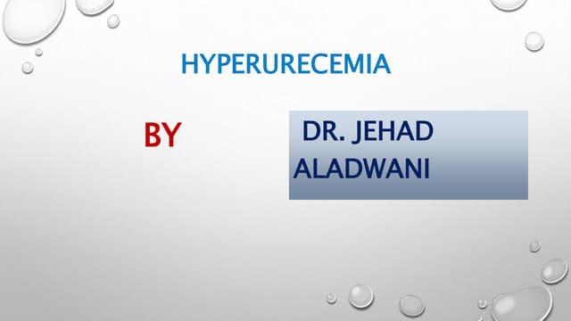 Hyperuricemia | PPTX