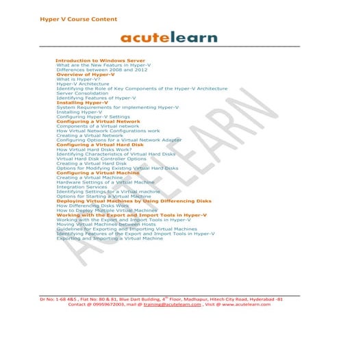 Hyper v training in hyderabad | PDF