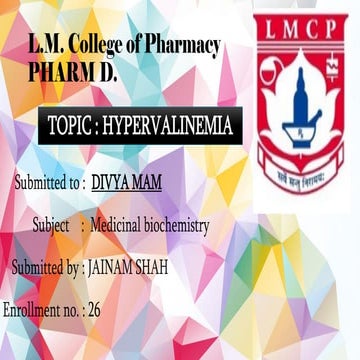 Hypervalinemia amino acids metabolism disorder | PDF