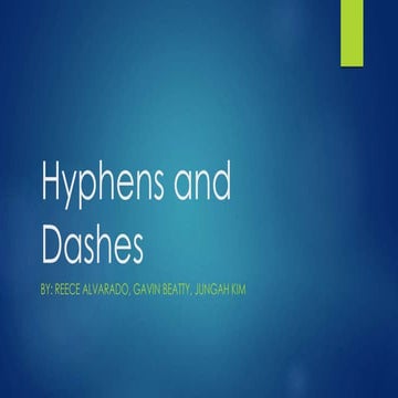 Hyphens and Dashes | PPT