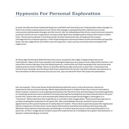 Hypnosis for personal exploration | DOCX