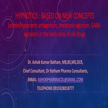 Hypnotics : Based on New Concepts (orexin/hypocretin antagonism ...