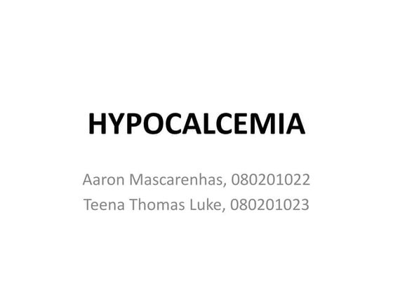 Hypocalcaemia | PPT