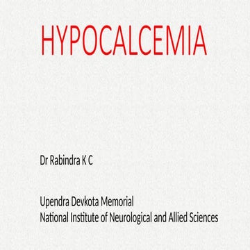 HYPOCALCEMIA: causes and approach to management | PPTX