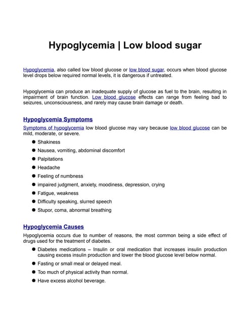 Hypoglycemia | PPT
