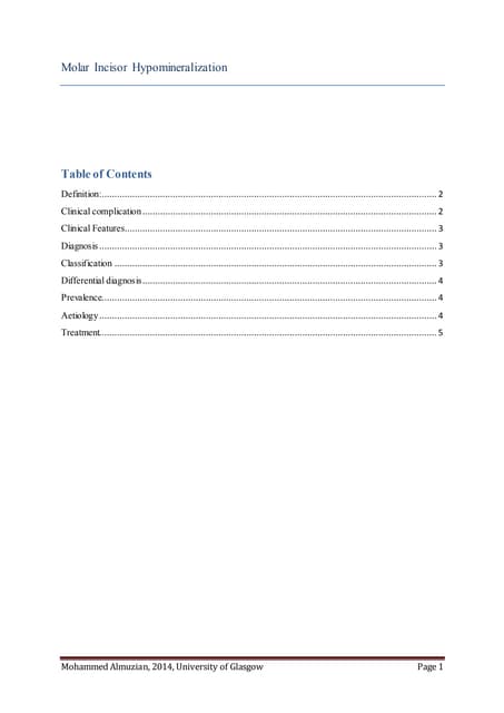 Molar incisor hypomineralization | PPTX